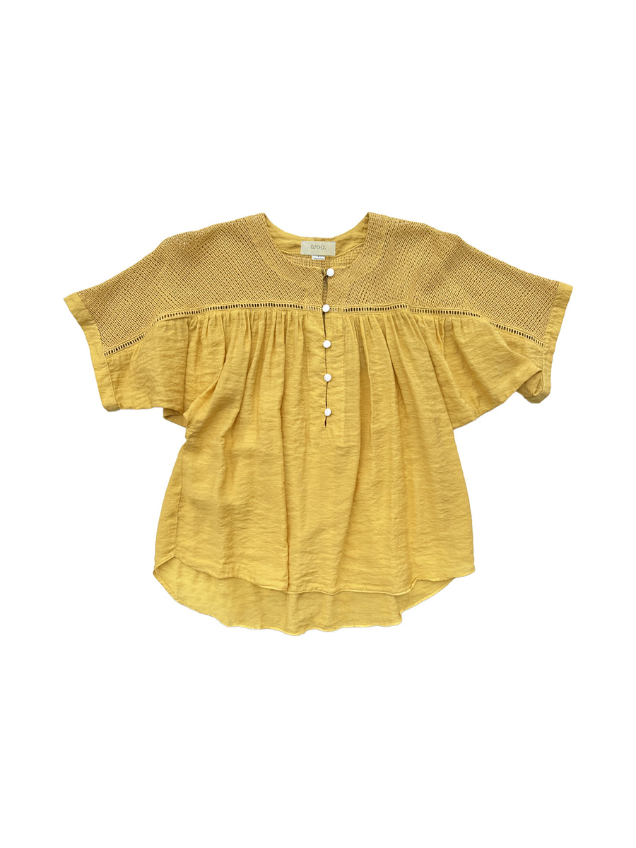 Isla Button Top in Sunbeam – The House of Woo